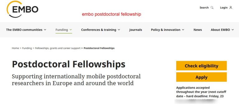 EMBO Postdoctoral Fellowship 2026 - The Fellowships.in