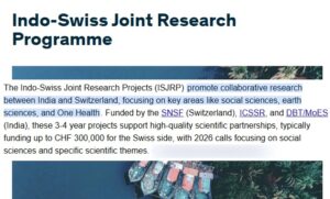 Indo-Swiss Joint Research Projects (ISJRP) 2026: Deadlines & Funding ...